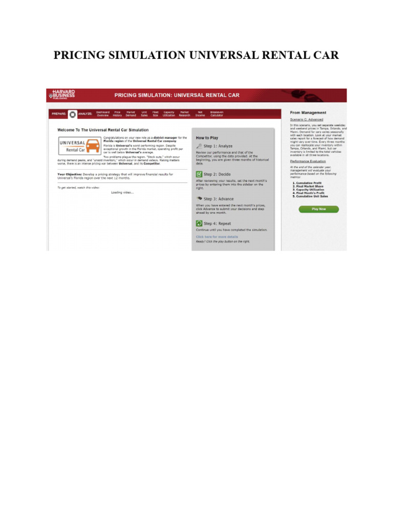 PPricing Simulation Universal Rental Car | PDF