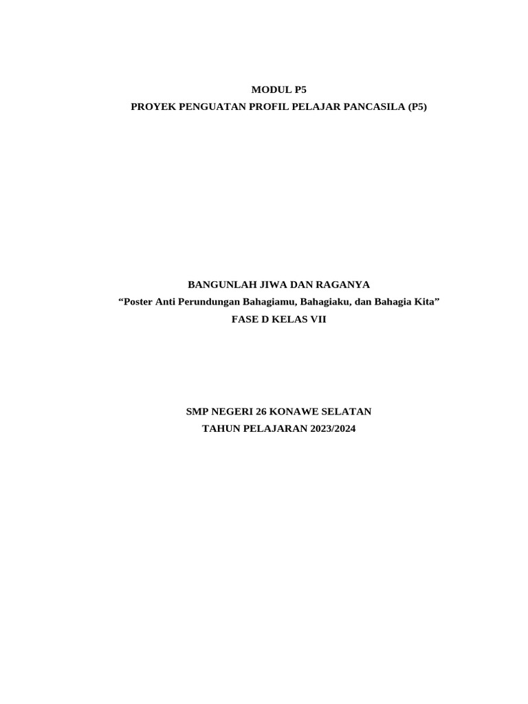 Modul P5 BJR KLS Vii Tp. 2023-2024 | PDF