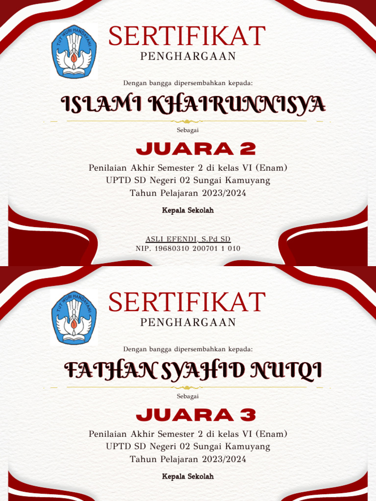 Merah Dan Putih Piagam Penghargaan Lomba Hari Kemerdekaan Indonesia Dokumen A4 | PDF