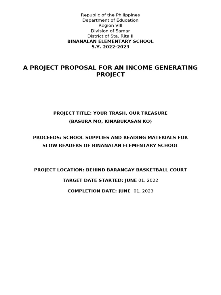 Income Generating Project | PDF