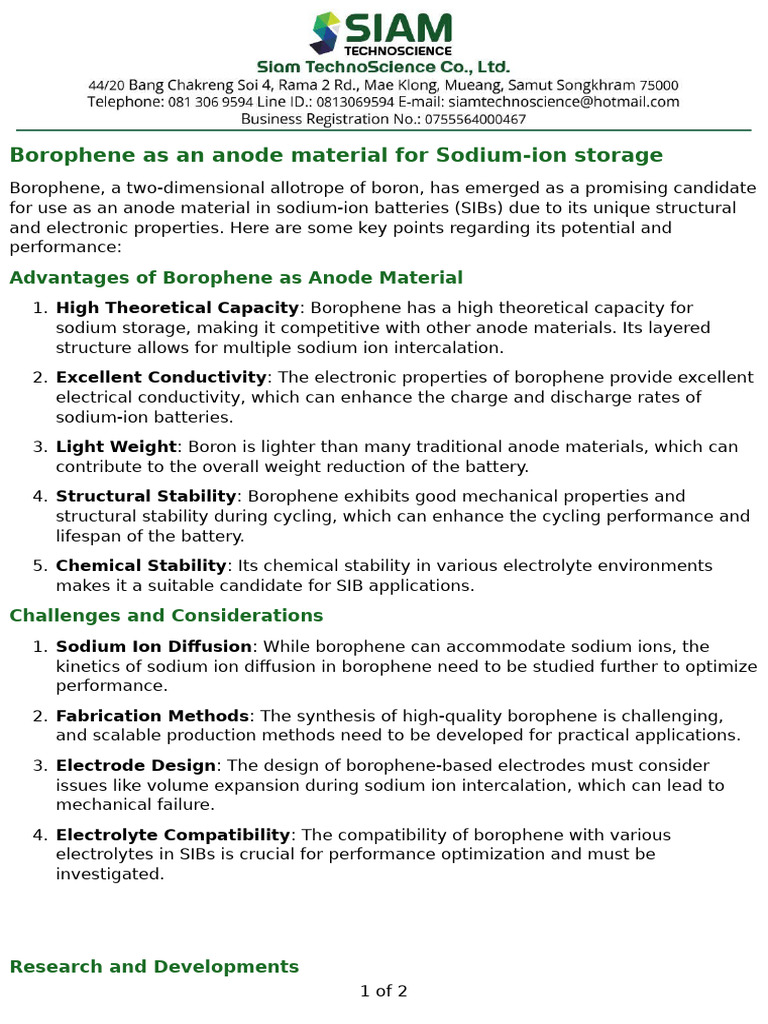 Borophene As An Anode Material For Sodium-Ion Storage | PDF