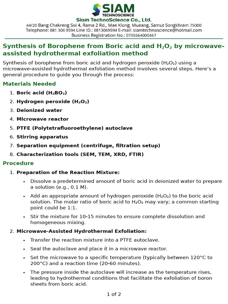 Synthesis of Borophene From Boric Acid and H2O2 by Microwave-Assisted ...