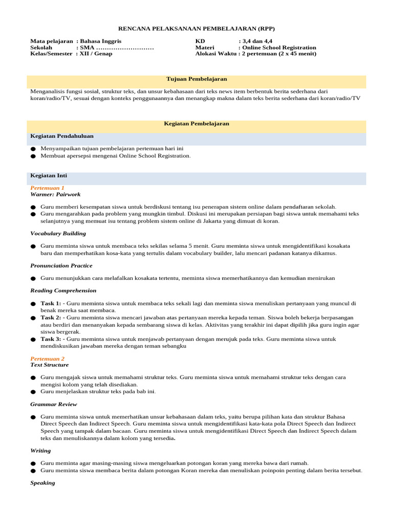 RPP Online School Registration | PDF