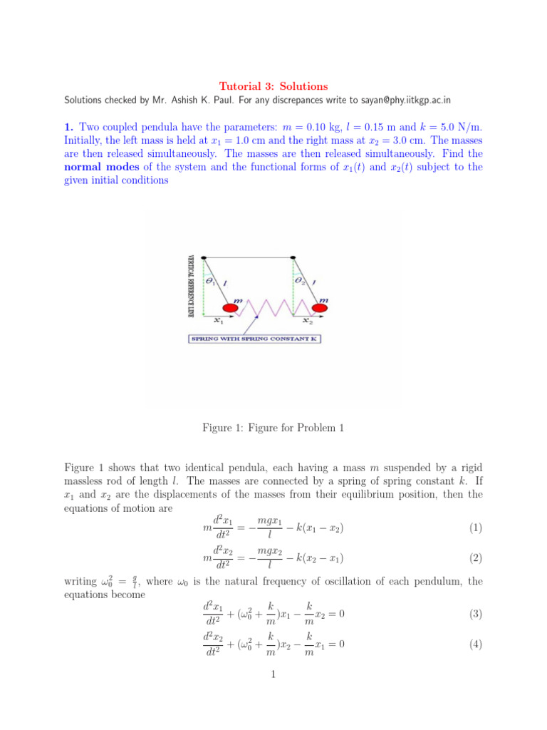 Physics of Waves Tutorial: Forced Damped Oscillations (IIT KGP) | PDF