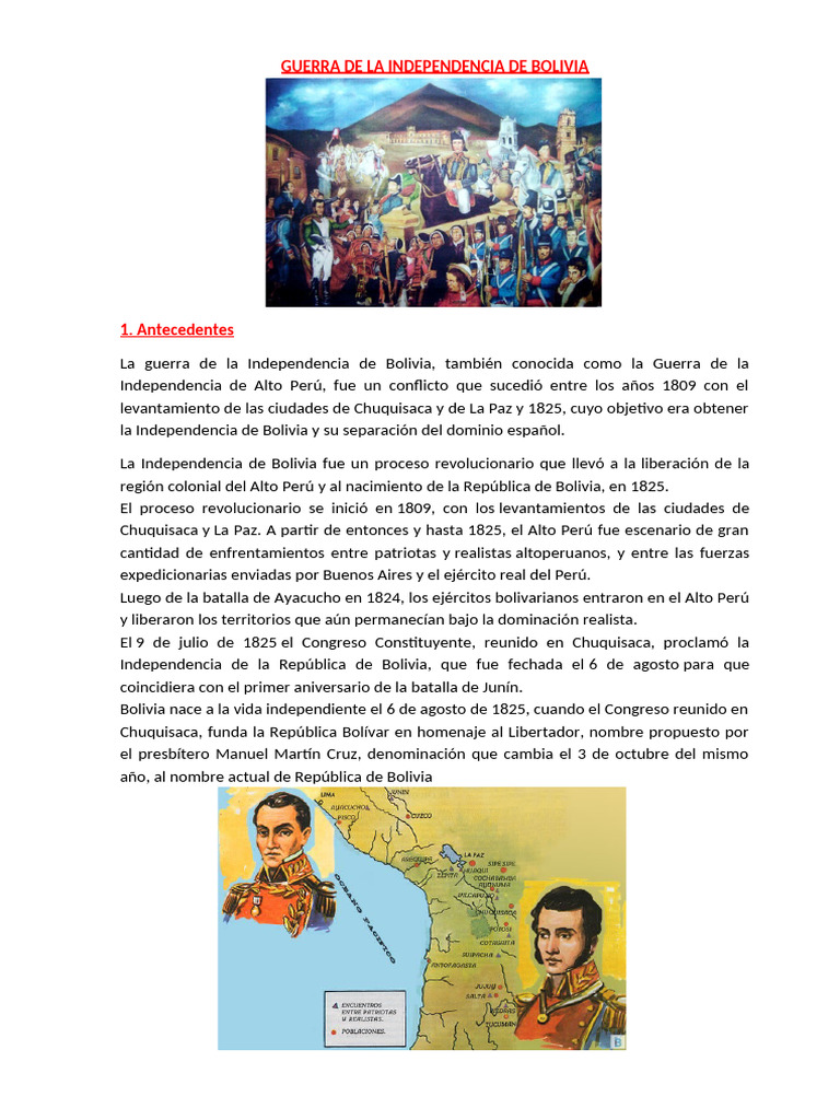 Guerra de Independencia de Bolivia | PDF | Bolivia | Historia