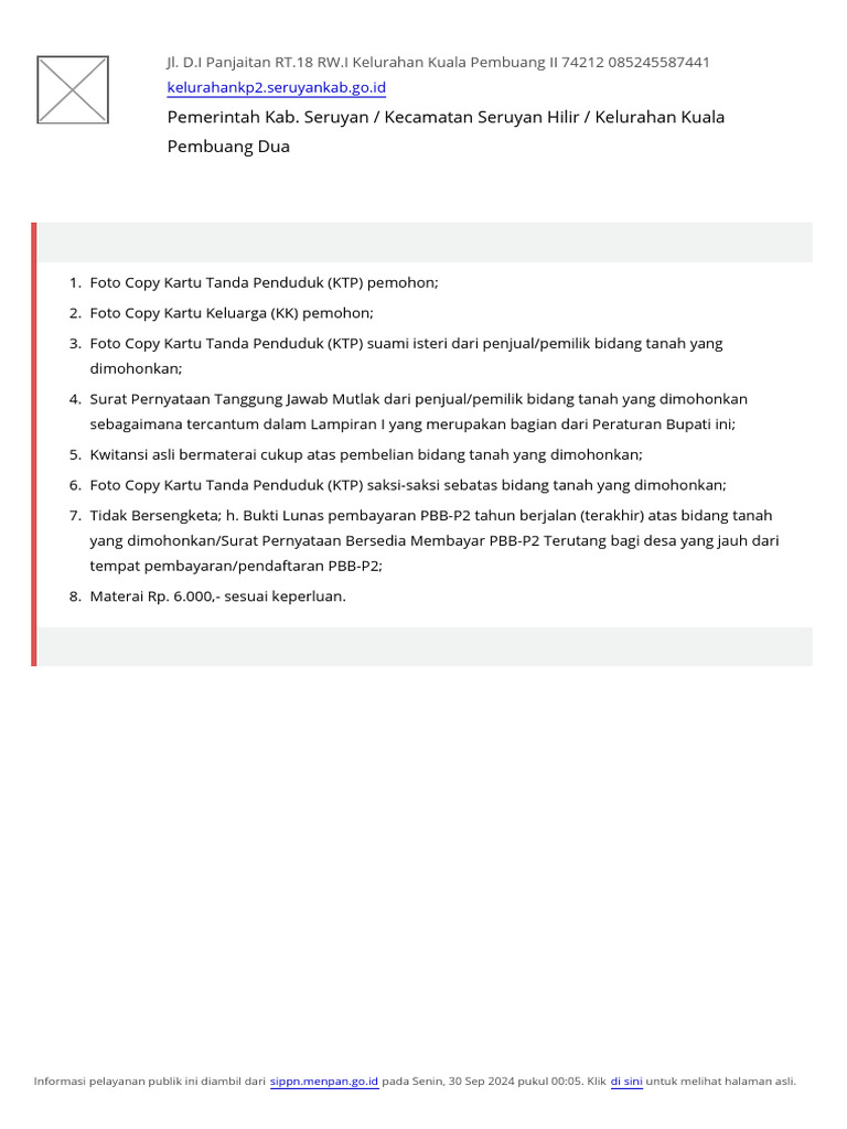 Unduh Standar Pelayanan - Surat Pernyataan Penguasaan Tanah (SPPT) Jual ...