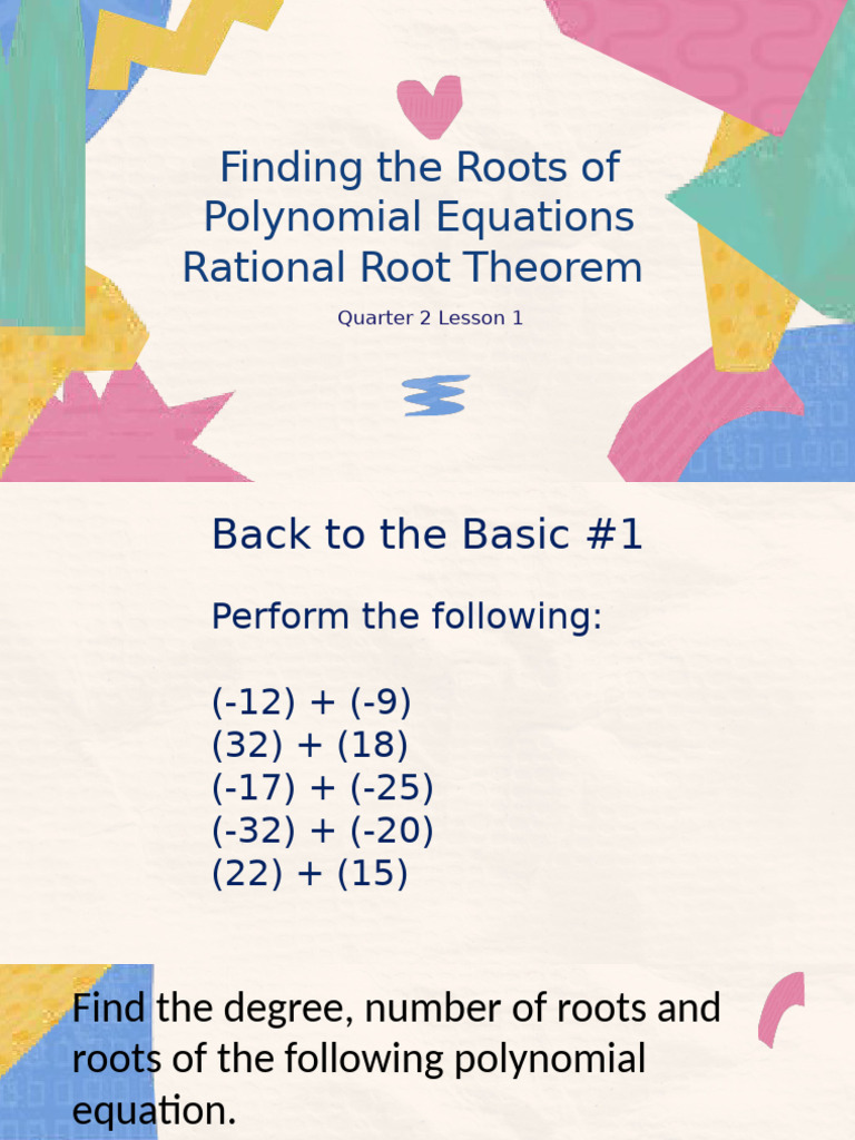 Quarter 2 Lesson 1 Rational Roots Theorem | PDF