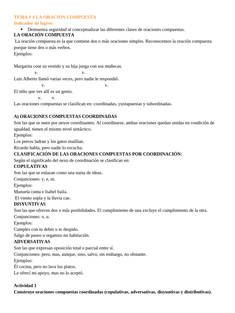 Oración Compuesta | PDF