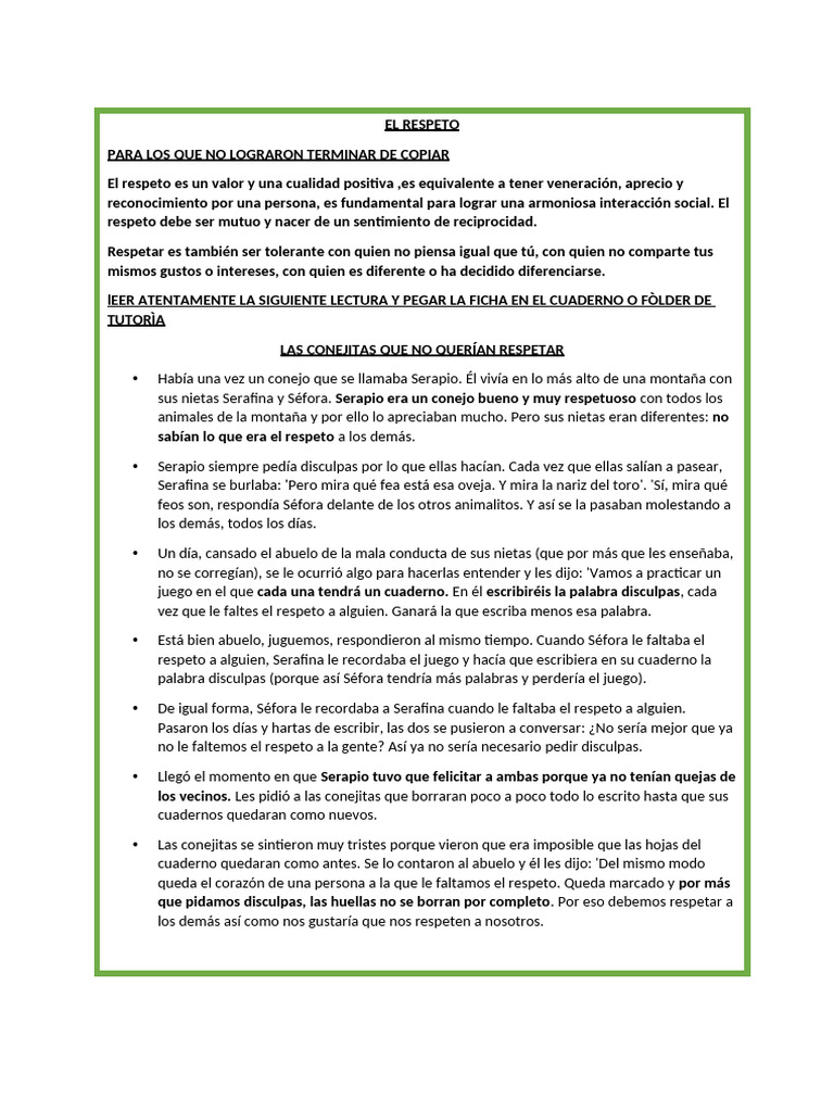Tutoria 5 El Respeto Pdf