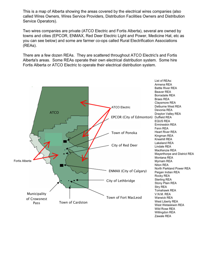 Map Showing Alberta's Electric Distribution System's Owners | PDF ...