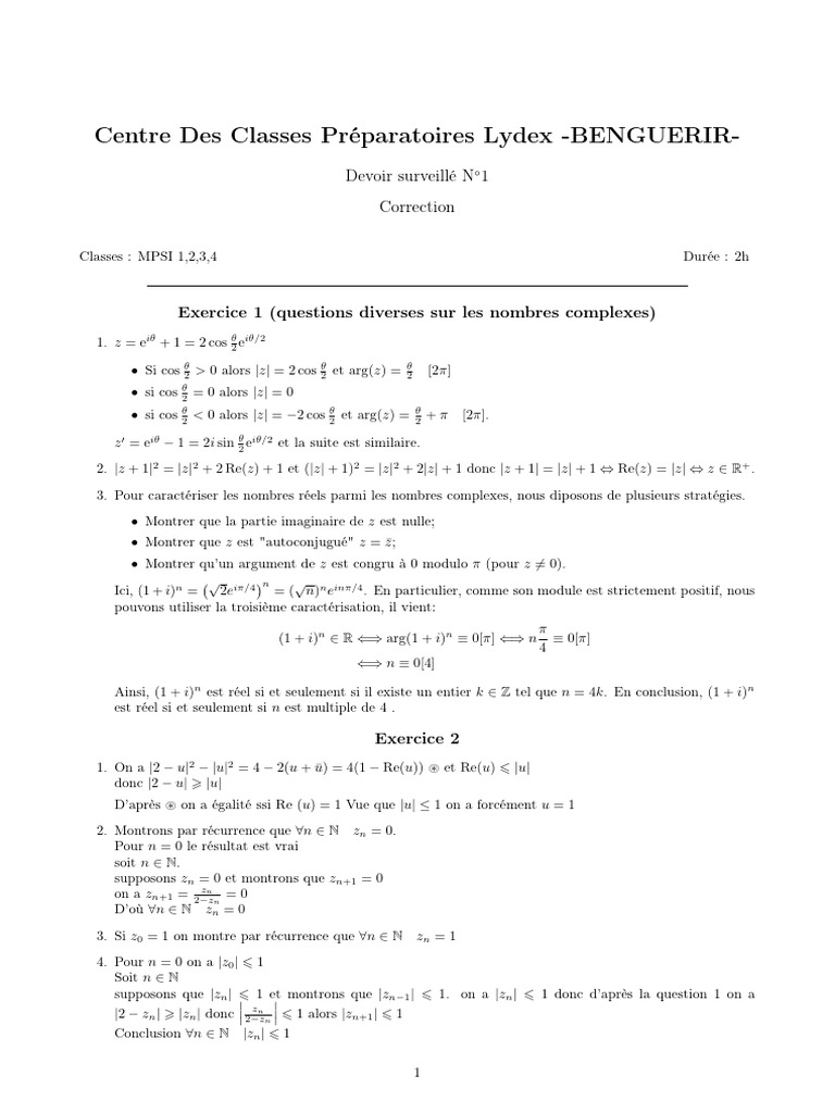DS1 - Corrigé | PDF