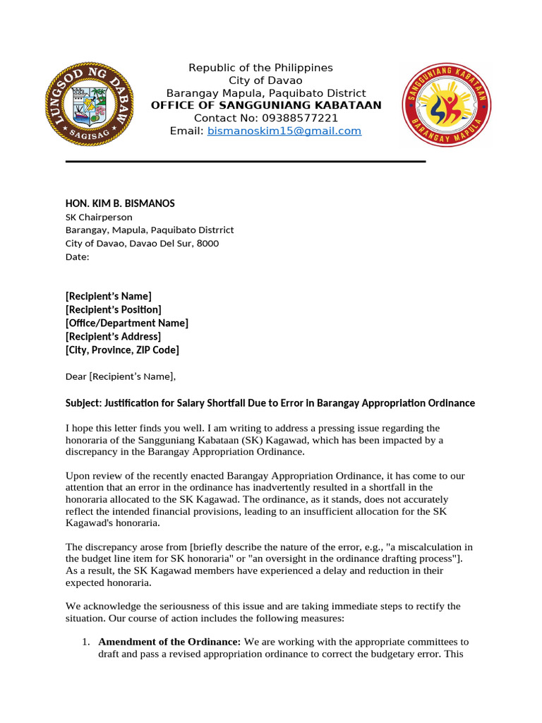 Justification Letter | PDF