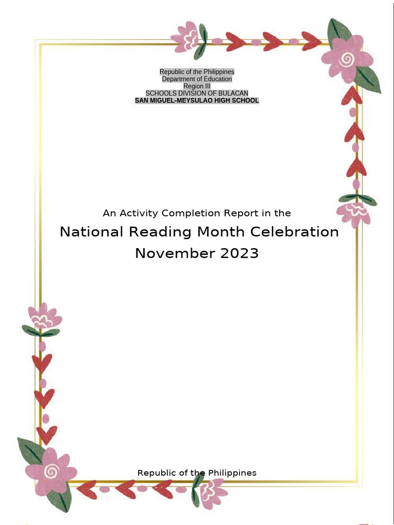 National Reading Month Report 2023 | PDF | Public Speaking