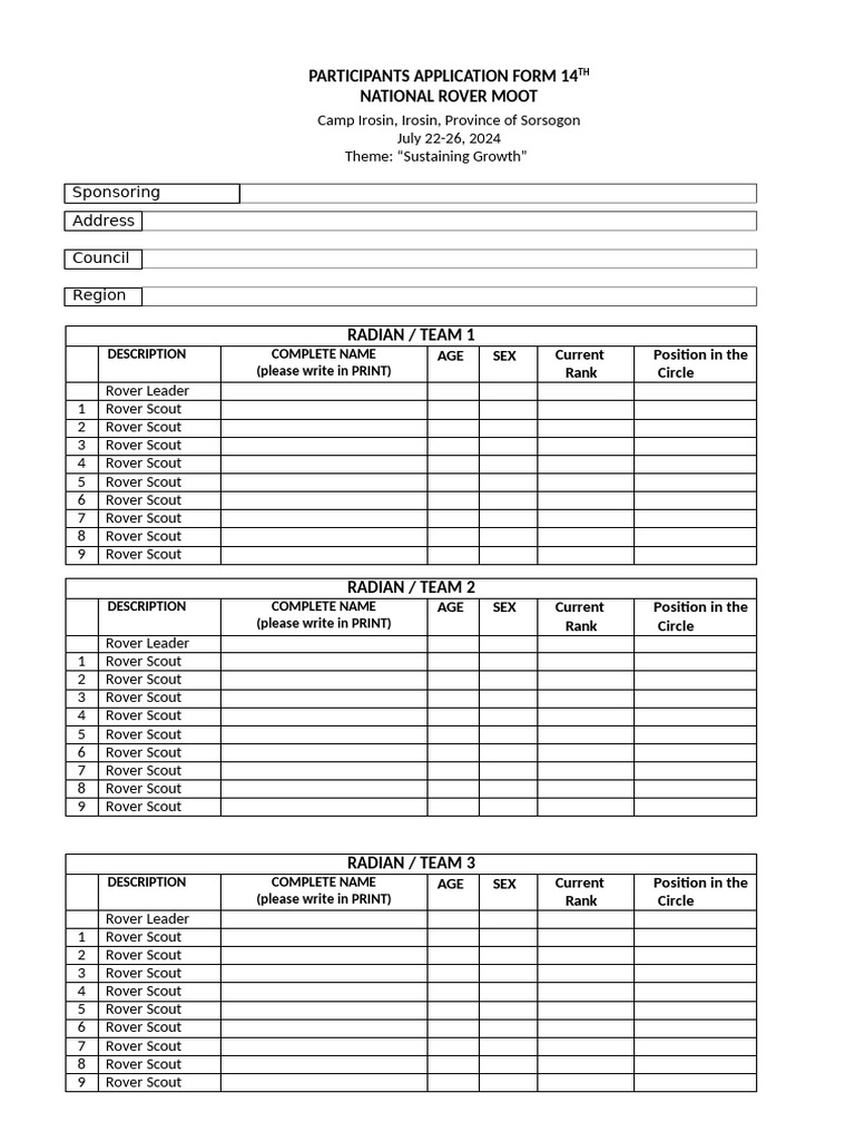Form National Rover Moot | PDF | Scouting | Youth Movements