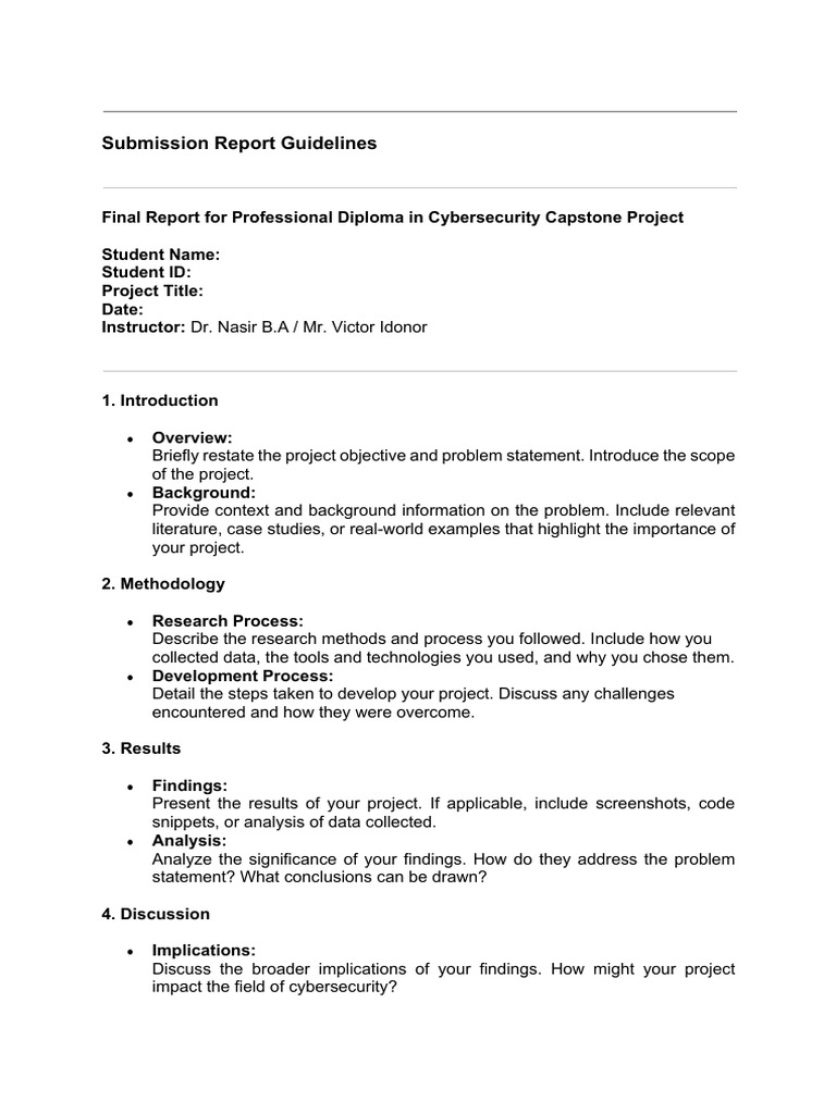 Submission Report Guidelines | PDF