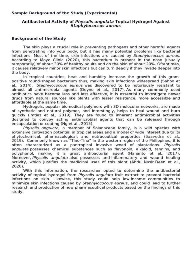 Sample Background of The Study | PDF