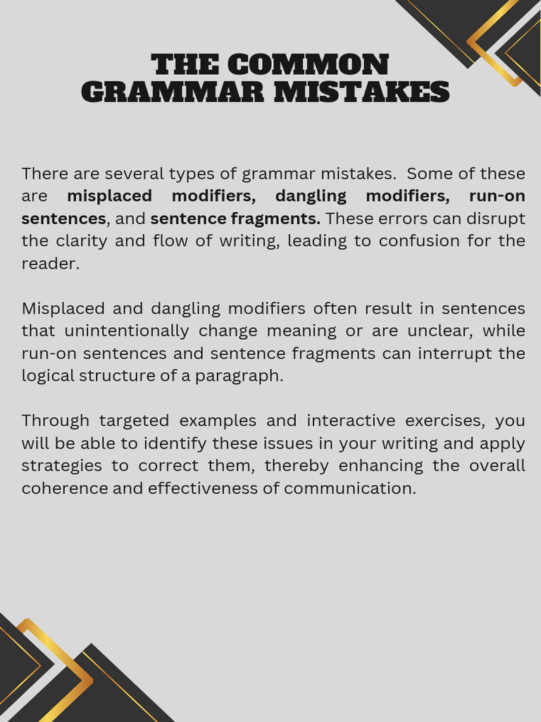 The Common Grammar Mistakes | PDF