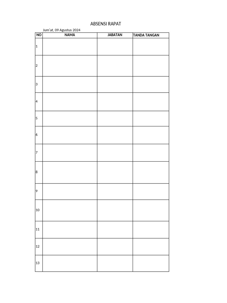 Absen Rapat | PDF
