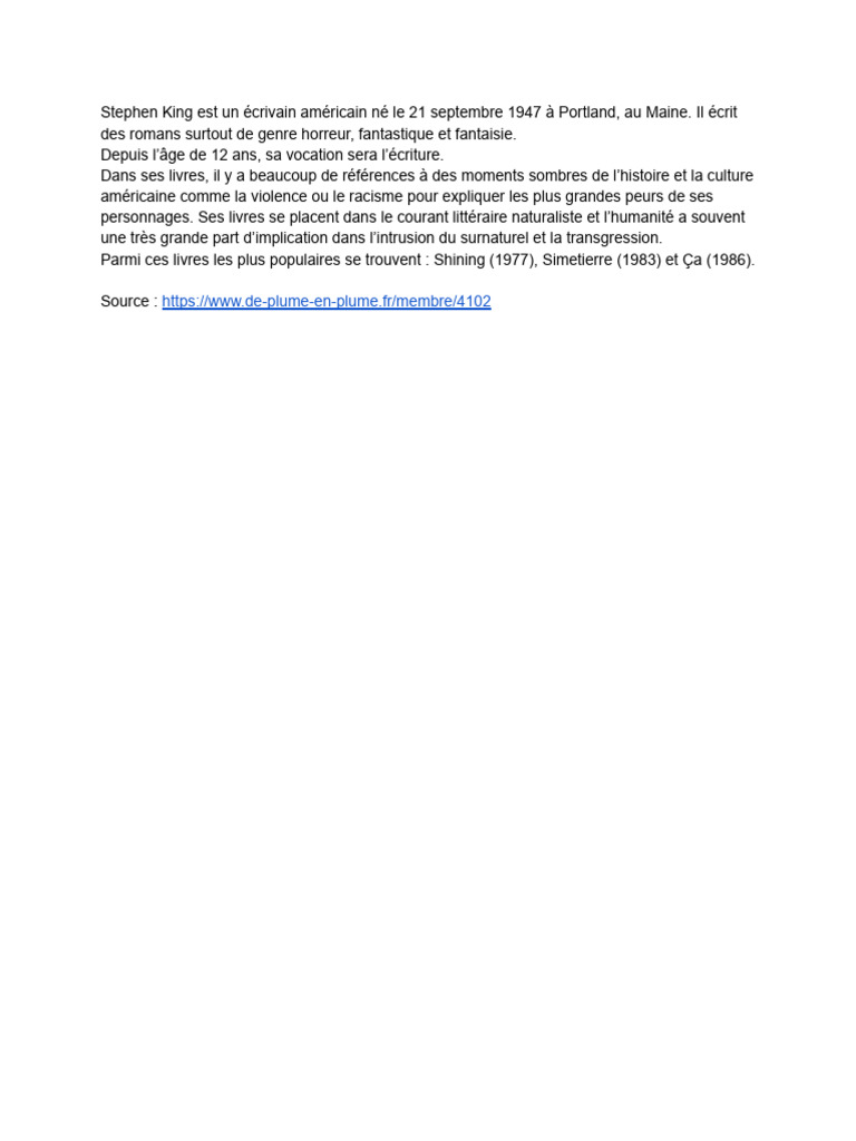 Biographie de Stephen King | PDF