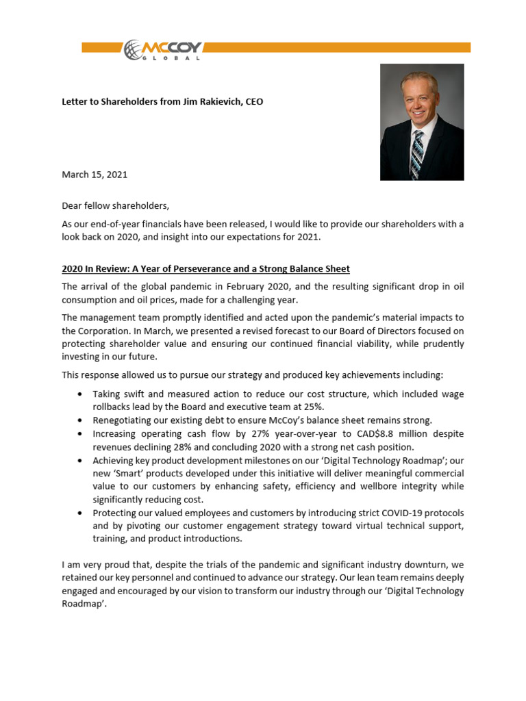 McCoy CEO Letter | PDF
