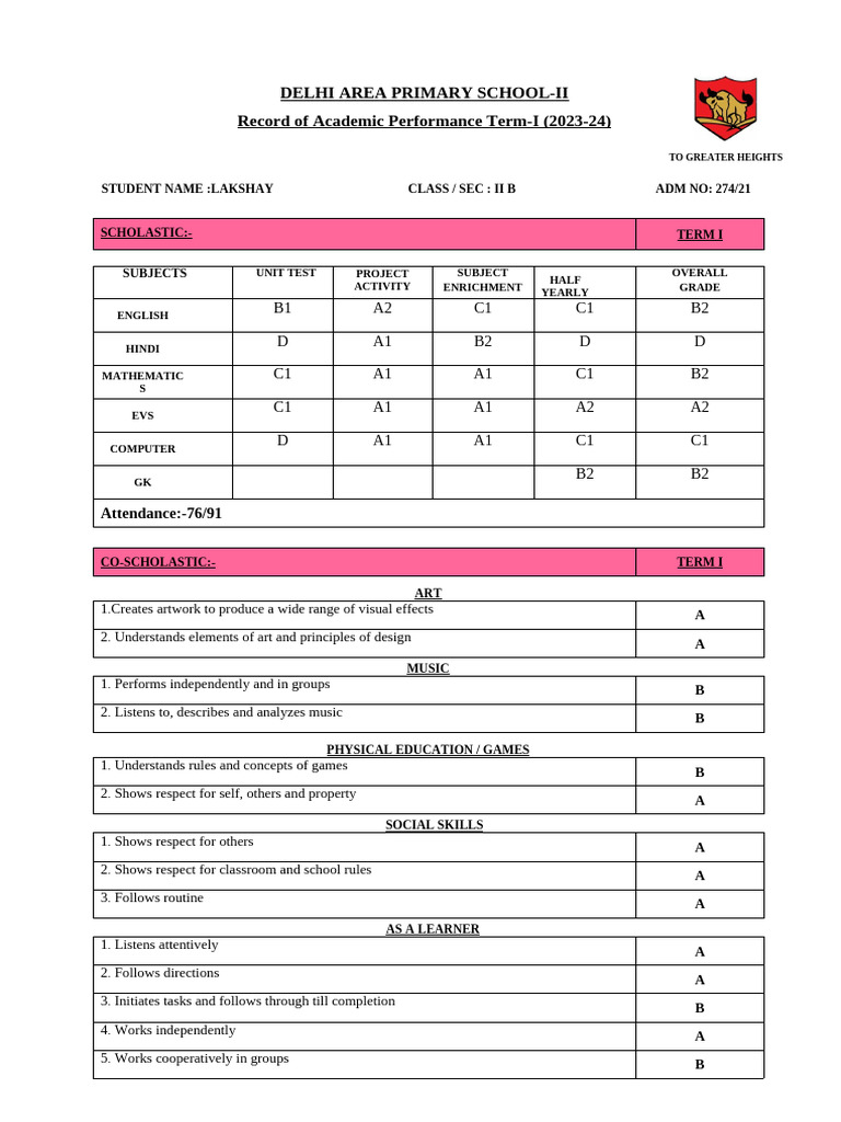 Report Card Sample 10 | PDF