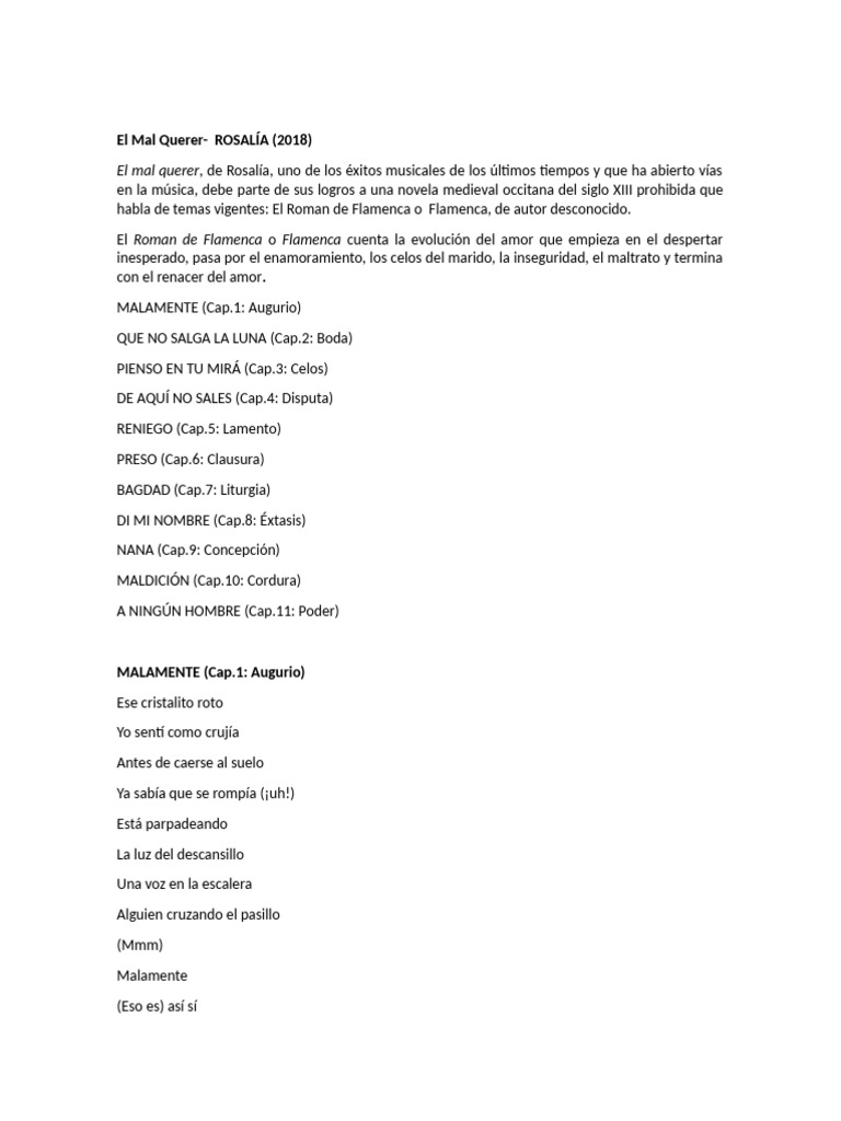 El Mal Querer-Rosalía | PDF