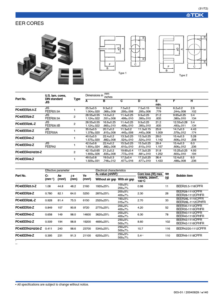 35e Eer Cores | PDF