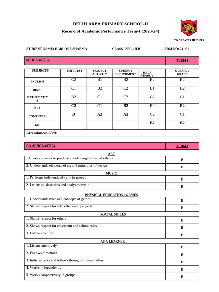 Report Card Sample 7 | PDF