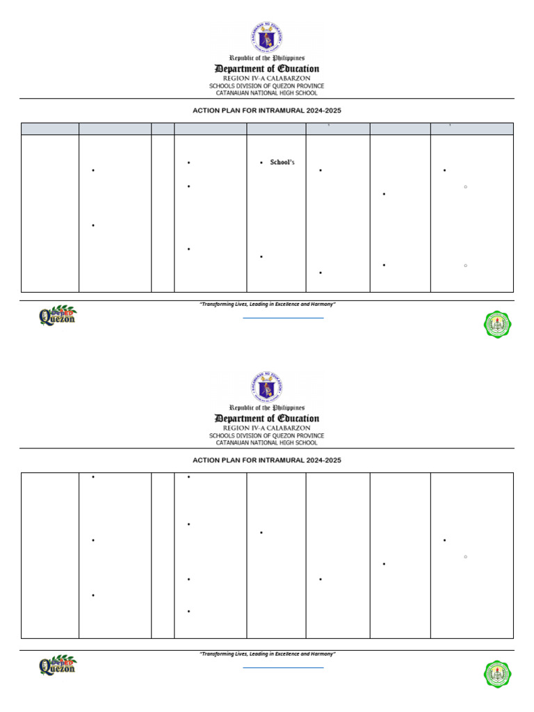 Action PLan Intramurals | PDF