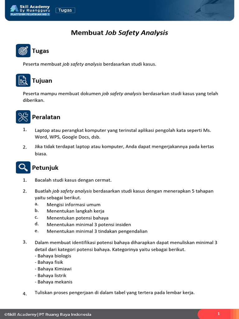 Job Safety Analysis - Setio Aji Pamungkas | PDF