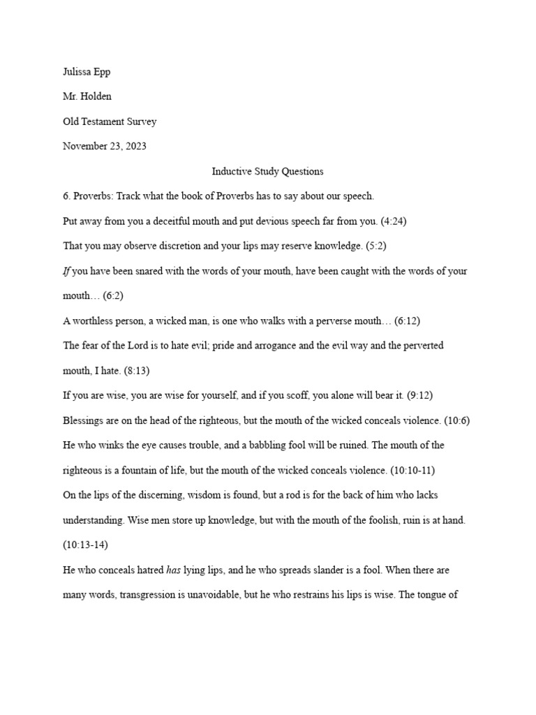 Proverbs on Speech and Wisdom | PDF | Ecclesiastes | Book Of Daniel