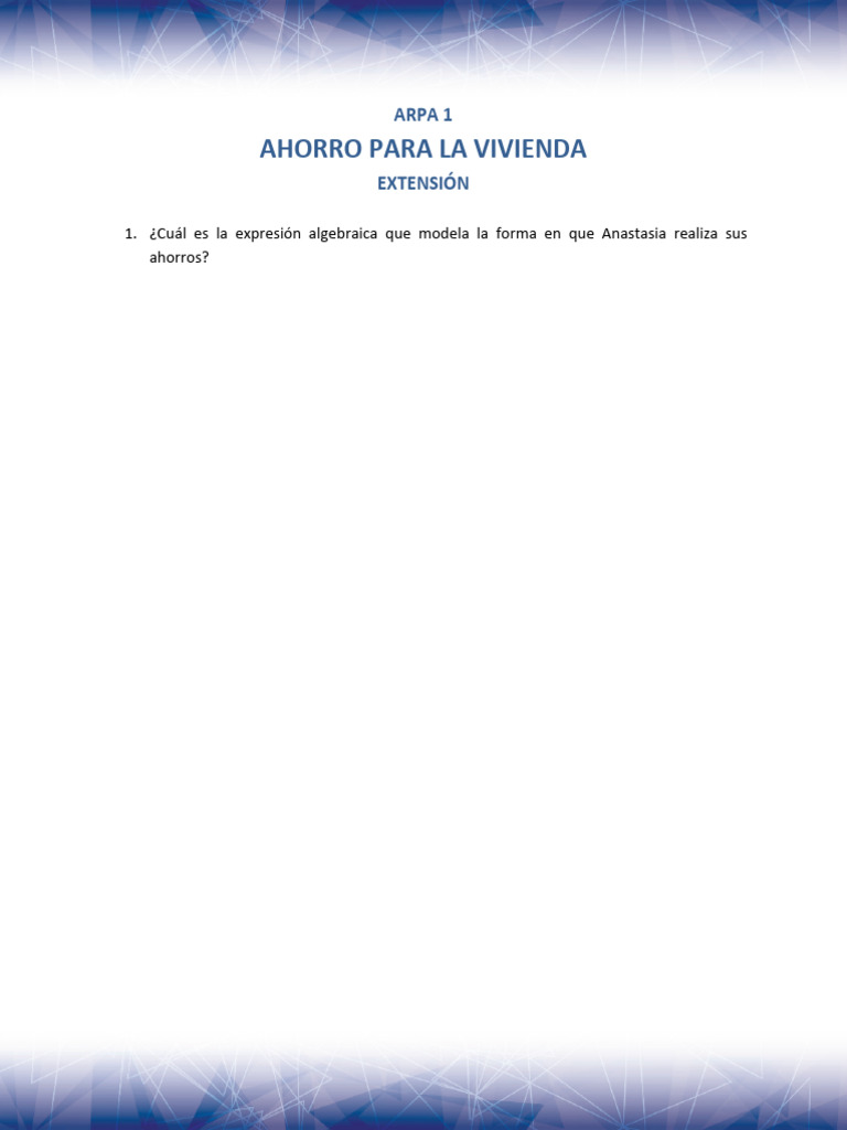 ARPA 1 Ahorro para La Vivienda (Extensión) | PDF