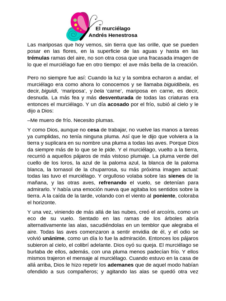 El Murciélago De Andrés Henestrosa Pdf