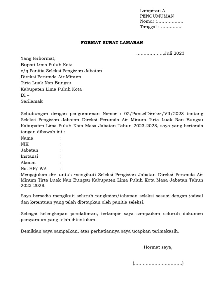 Lampiran Pengumuman | PDF