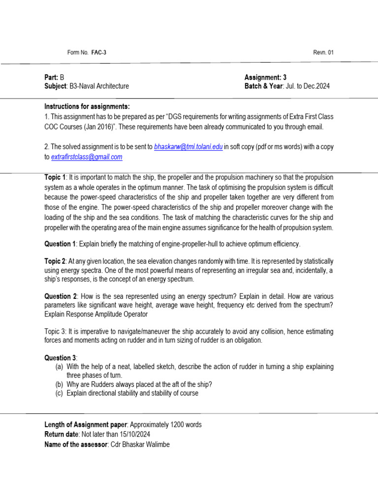 Assignment 3 of B3 | PDF | Ships | Technology & Engineering