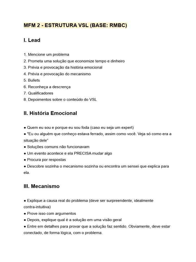 Estrutura VSL (Base - RMBC) | PDF