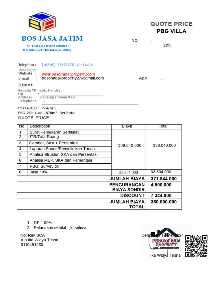 Invoice PBG Villa Pak Hendry | PDF