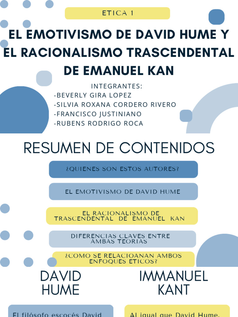 El Emotivismo de David Hume y El Racionalismo Trascendental de Emanuel ...