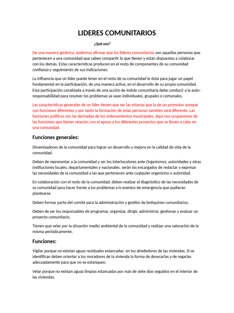 Lideres Comunitarios | PDF