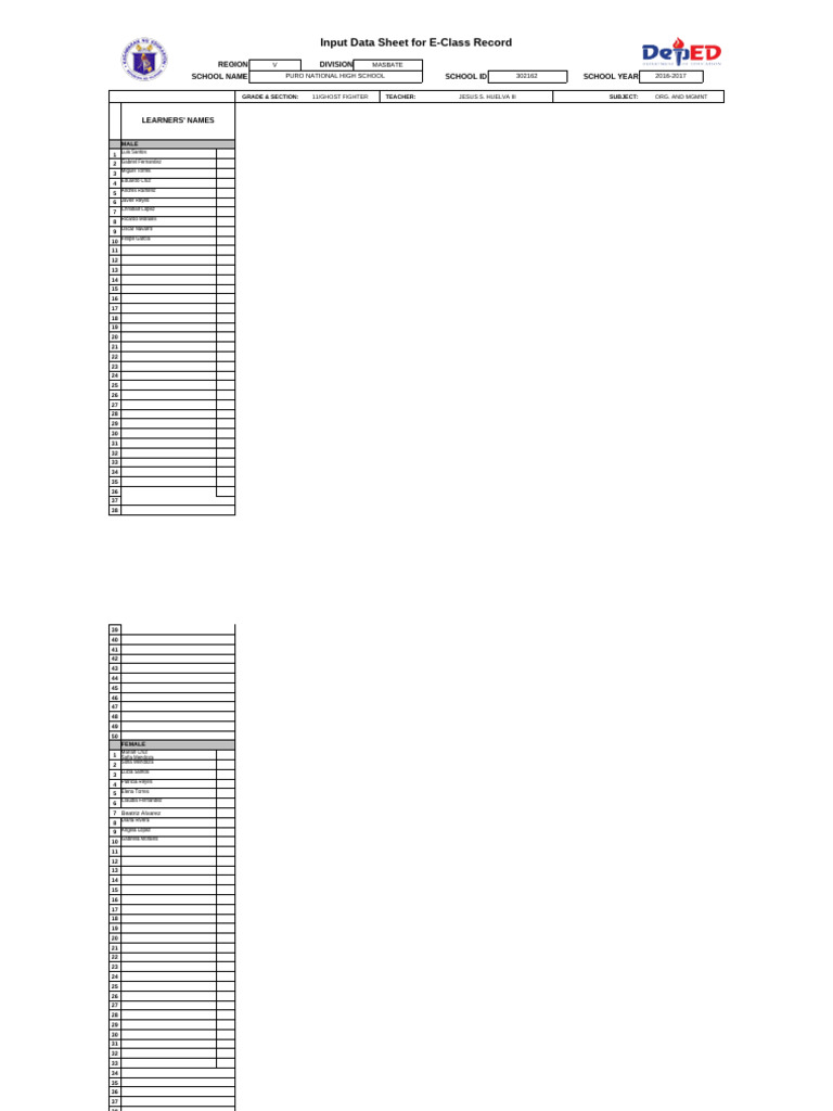 Sample-E-Class-Record - Tope | PDF