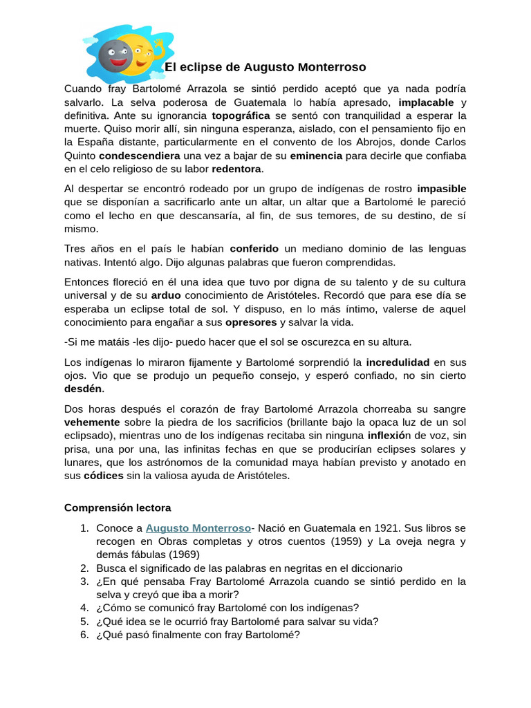El Eclipse de Augusto Monterroso | PDF