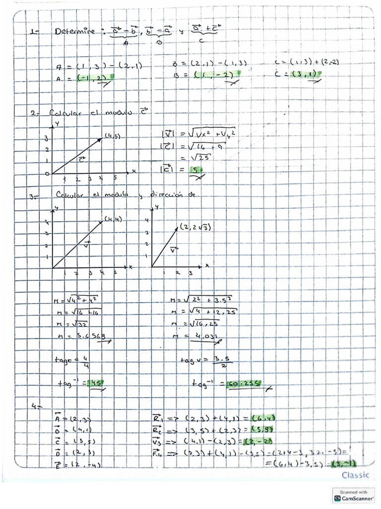 Ejercicios Con Vectores | PDF