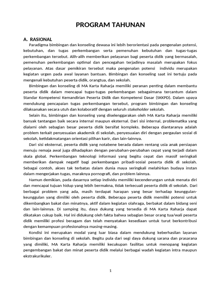Program Tahunan BK | PDF