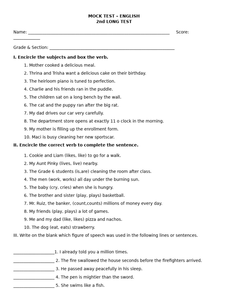 2ND Long Test English | PDF
