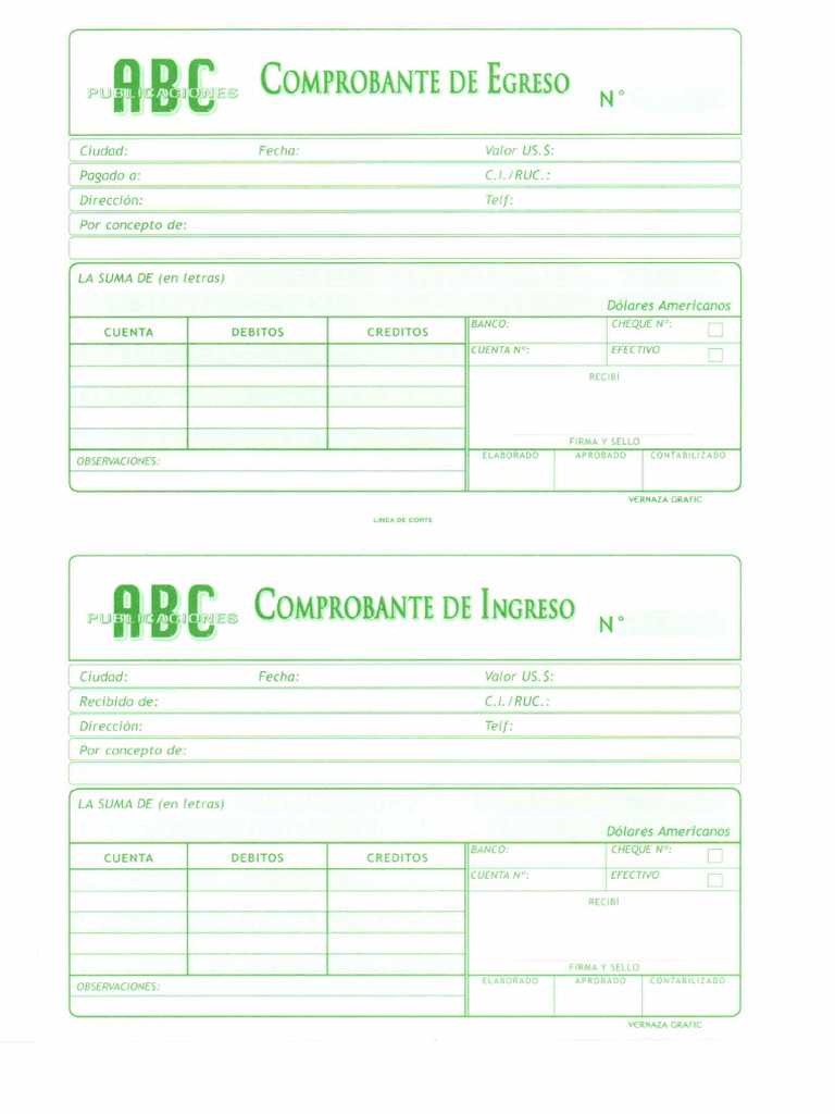 Comprobante de Ingreso y Egreso | PDF