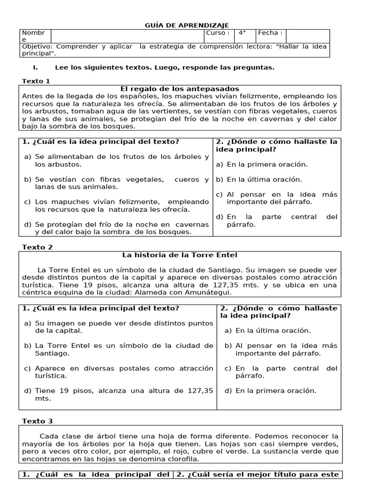 Guia Hallar La Idea Principal | PDF
