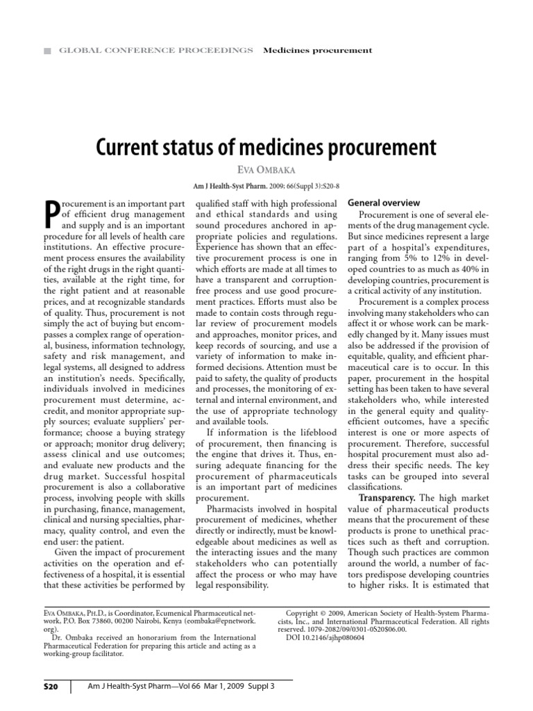 2009 S1 Current Statement On Med Procurement | PDF