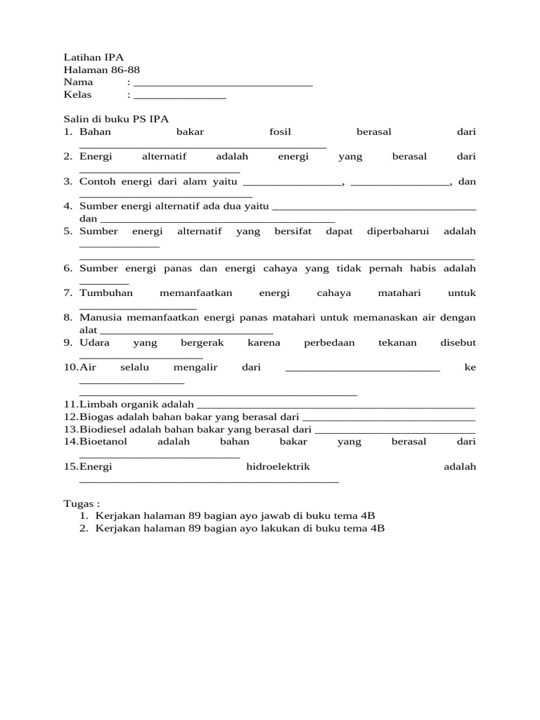 Latihan IPA Tema 2 Sub 3 | PDF