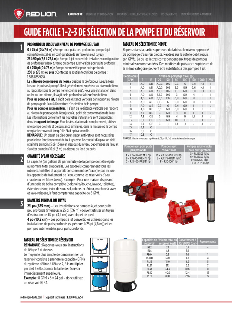 Red Lion 1-2-3 Easy Guide Tank Selection Catalog Pages French | PDF