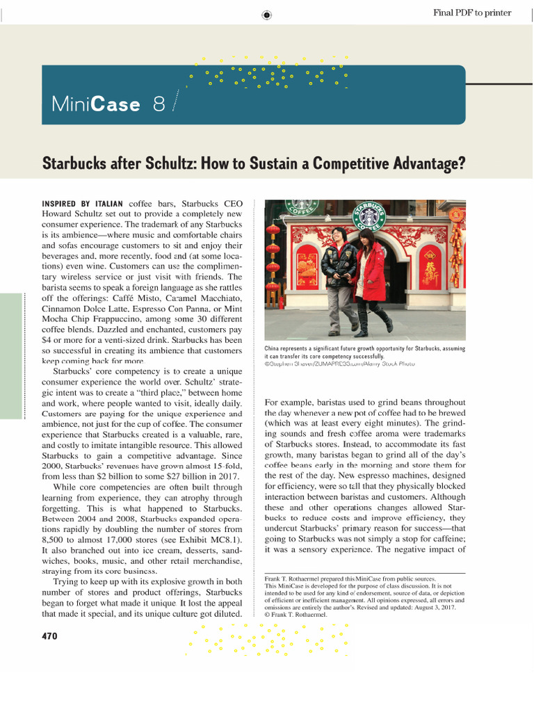 Case - Starbucks After Schultz How To Stay Competitive | PDF